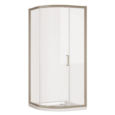 Plum&Clay Flora Brushed Nickel Single Sliding Door Quadrant Enclosure ...