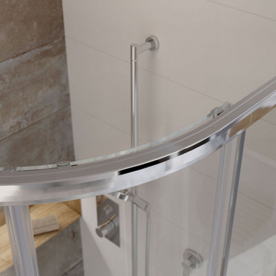 Plum&Clay Flora Chrome 1000x900mm Sliding Double Door Offset Quadrant ...