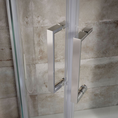 Plum&Clay Flora Chrome Sliding Double Door Offset Quadrant Enclosure (L ...