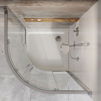 Plum&Clay Flora Chrome Sliding Double Door Quadrant Enclosure (L)800mm ...