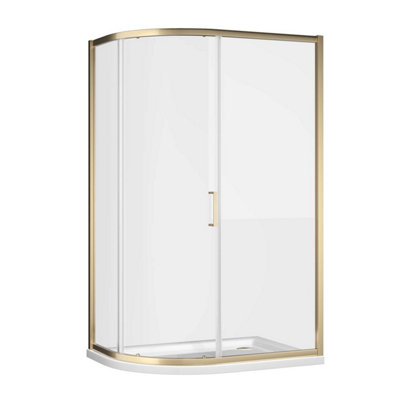 Plum&Clay Flora Gold Single Sliding Door Offset Quadrant Enclosure (W ...