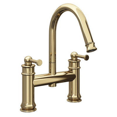 Plum&Clay Florence Traditional Brushed Brass Deck-mounted Bath Filler Tap