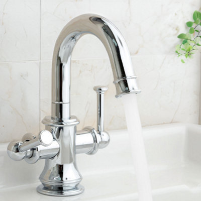 Plum&Clay Florence Traditional Chrome Deck-mounted Basin Mono Mixer Tap ...