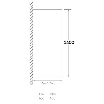 Plum&Clay Gela Chrome Single Frameless Bath Screen (W)600mm (H)1400mm