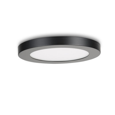 Plum&Clay Gemini Black LED Round Ceiling & Wall Light 3 Way Colour ...