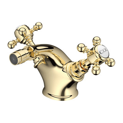 Plum&Clay Georgina Traditional Gold Bidet Mono Mixer Tap with Waste