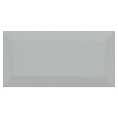 Plum&Clay Grey Gloss Metro Ceramic Wall Tile (L)200mm (W)100mm - 10 ...