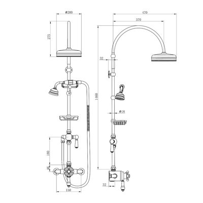 Plum&Clay Gwen Traditional Chrome Grand Rigid Riser Shower Kit with ...