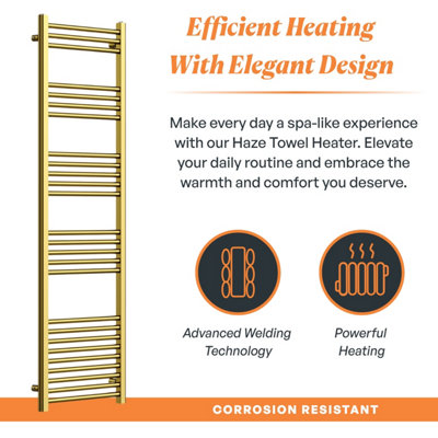 Plum&Clay Haze Gold Straight Ladder Heated Towel Radiator Rail (H ...