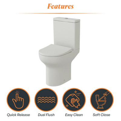 Plum&Clay Herald White Close Coupled Short Projection WC Toilet Pan ...