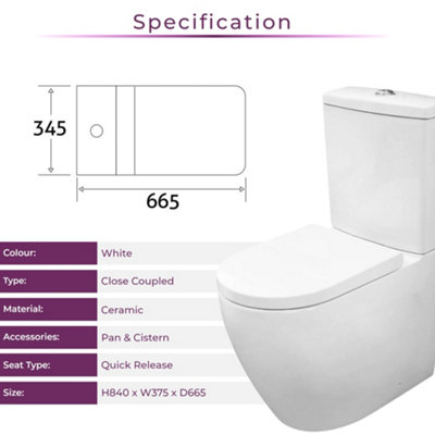 Plum&Clay Isaac Round Comfort Height Close Coupled Toilet with Soft ...