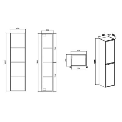 Plum&Clay Jenner Light Grey Wall Mounted Bathroom Tall Storage Cabinet ...