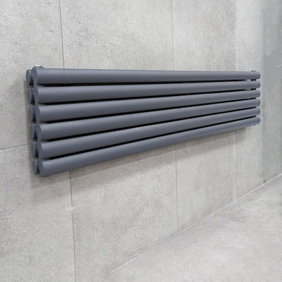 Plum&Clay Kensington Grey Double Horizontal Radiator - 350x1800mm
