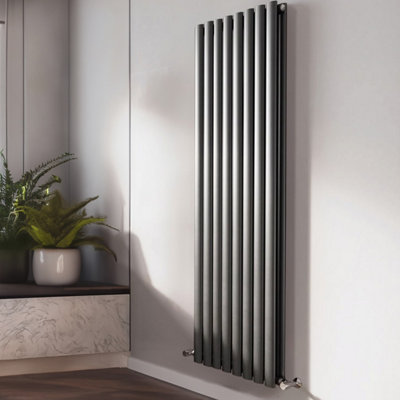 Plum&Clay Kensington Grey Double Vertical Radiator (H)1500mm (W)472mm