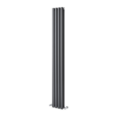 Plum&Clay Kensington Grey Double Vertical Radiator (H)1800mm (W)235mm