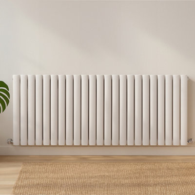 Plum&Clay Kensington White Double Horizontal Radiator - 600x1360mm