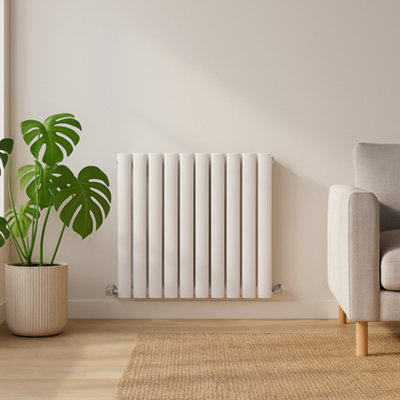 Plum&Clay Kensington White Double Horizontal Radiator (H)600mm (W)590mm