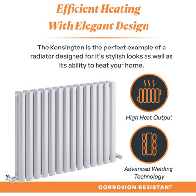 Plum&Clay Kensington White Double Horizontal Radiator (H)600mm (W)820mm