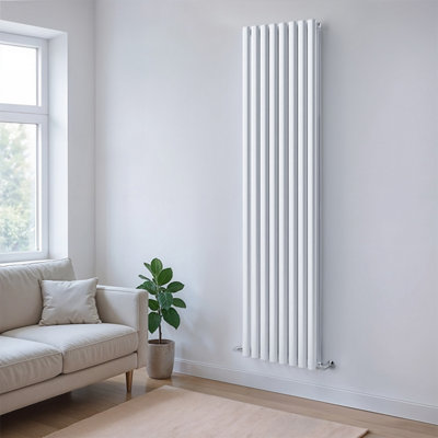 Plum&Clay Kensington White Double Vertical Radiator - 1200x472mm