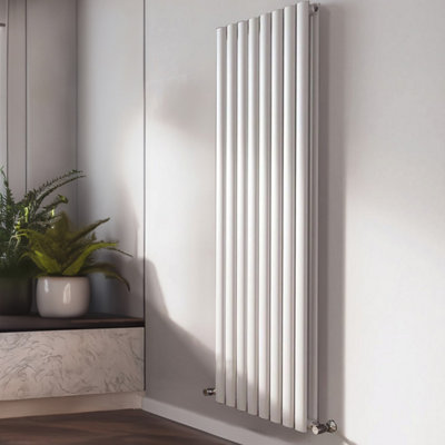 Plum&Clay Kensington White Double Vertical Radiator (H)1200mm (W)472mm