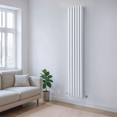 Plum&Clay Kensington White Double Vertical Radiator (H)1800mm (W)350mm