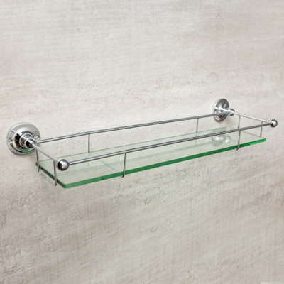 Plum&Clay Kingham Bathroom Wall Mounted Chrome Glass Shelf (W)56cm