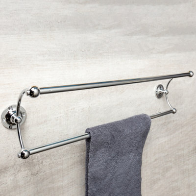 Plum&Clay Kingham Bathroom Wall Mounted Chrome Traditional Double Towel Rail