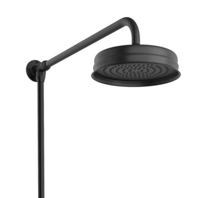 Plum&Clay Kingham Traditional Matt Black Overhead Shower & Riser Kit