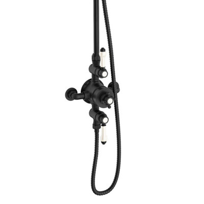 Plum&Clay Kingham Traditional Matt Black Overhead Shower & Riser Kit