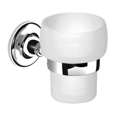 Plum&Clay Kingham Wall Mounted Chrome Toothbrush Holder with Ceramic ...