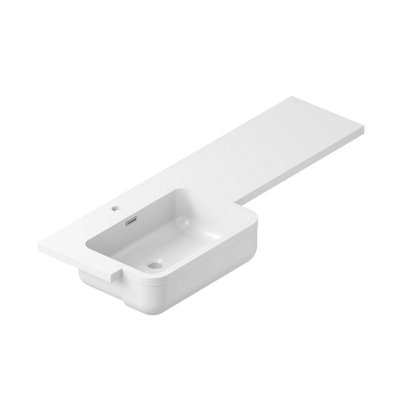 Plum&Clay Left Hand L-Shaped Semi-Recessed Basin with Worktop (L)1244mm