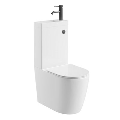 Plum&Clay Liora 2 in 1 Close Coupled Rimless Toilet with Basin inc. Gun ...