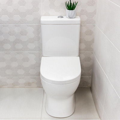 PLUM&CLAY LUMINAR WHITE CLOSE COUPLED TOILET & SOFT CLOSE SEAT