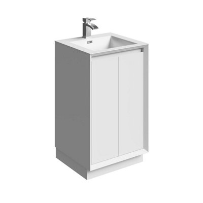 Plum&Clay Luna Gloss White Floor Standing Vanity Unit & Basin Set (W ...
