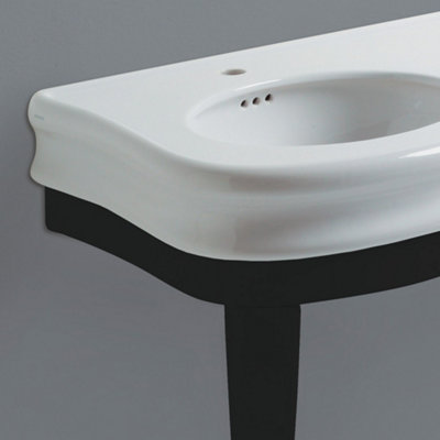 Plum&Clay Lyana Traditional Double Console Basin with Gloss Black ...