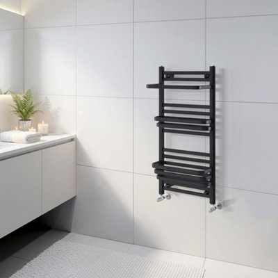 Plum&Clay Mabel Anthracite Heated Towel Rail Radiator With Hangers (W ...