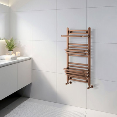 Plum&Clay Mabel Brushed Bronze Heated Towel Rail Radiator With Hangers ...
