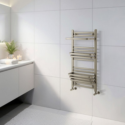 Plum&Clay Mabel Brushed Nickel Heated Towel Rail (W)500mm x (H)1000mm