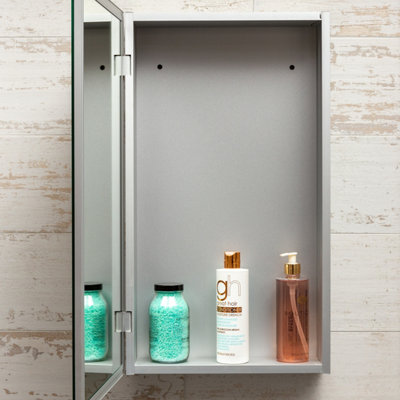 Plum&Clay Marvel Bathroom Single Mirrored Wall Cabinet (H)703mm (W)400mm