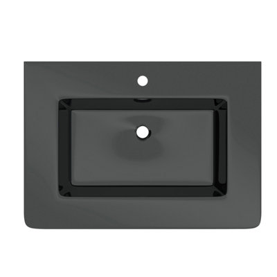 Plum&Clay Marvel Gloss Dark Grey Floor Standing Bathroom Vanity Unit ...