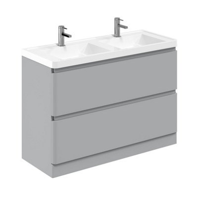 Plum&Clay Marvel Gloss Light Grey Floor Standing Bathroom Vanity Unit ...