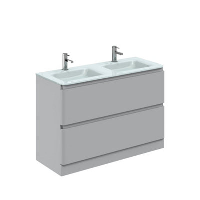 Plum&Clay Marvel Gloss Light Grey Floor Standing Bathroom Vanity Unit ...
