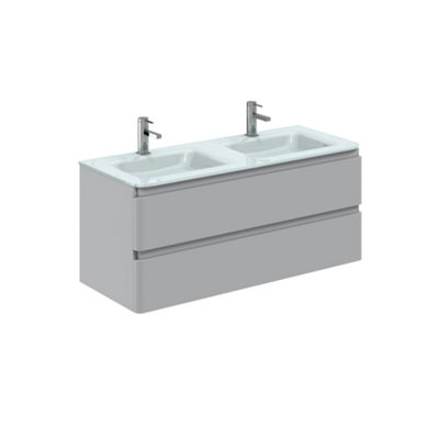 Plum&Clay Marvel Gloss Light Grey Wall Hung Bathroom Vanity Unit with ...