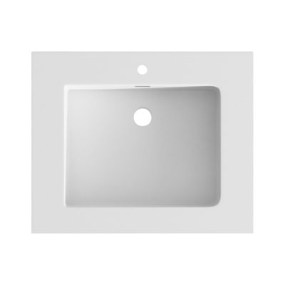 Plum&Clay Matterhorn White Polymarble Resin Bathroom Vanity Basin (W)75cm