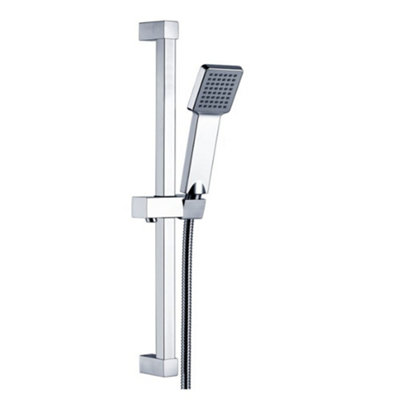 Plum&Clay Newark Square Chrome Shower Slider Rail Kit with Handset