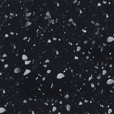 PLUM&CLAY NIGHT BLACK QUARTZ EFFECT SOLID SURFACE ACRYLIC WORKTOP (T ...