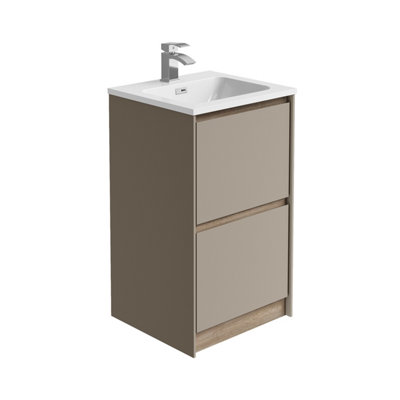 Plum&Clay Norton Light Grey & Oak Freestanding Vanity Unit & Basin Set ...