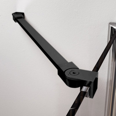 Plum&Clay Oasis Black Fixed Shower Screen Angled Support Bar (W)680mm ...