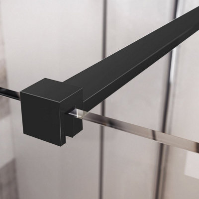 Plum&Clay Oasis Black Fixed Shower Screen Support Bar (W)1200mm Extension