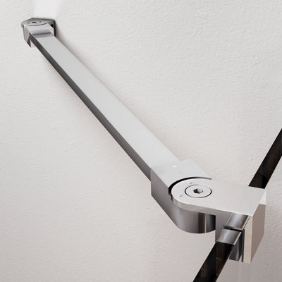 Plum&Clay Oasis Chrome Fixed Shower Screen Angled Support Bar Over (W ...